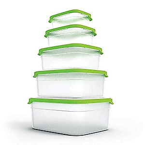 HELSIM Green 10-Piece Containers Set with Lids for Storage, Lunch, and Meal Prep, Dishwasher & Microwave Safe