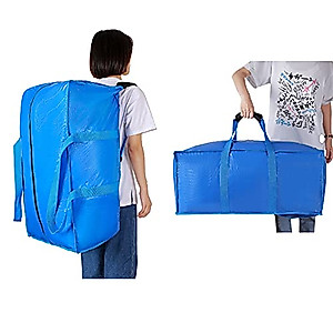 BEISUOSI Moving & Storage Bags - Heavy Duty Extra Large with zipper, Clothes Storage, Blue Space Saver bag 3psc