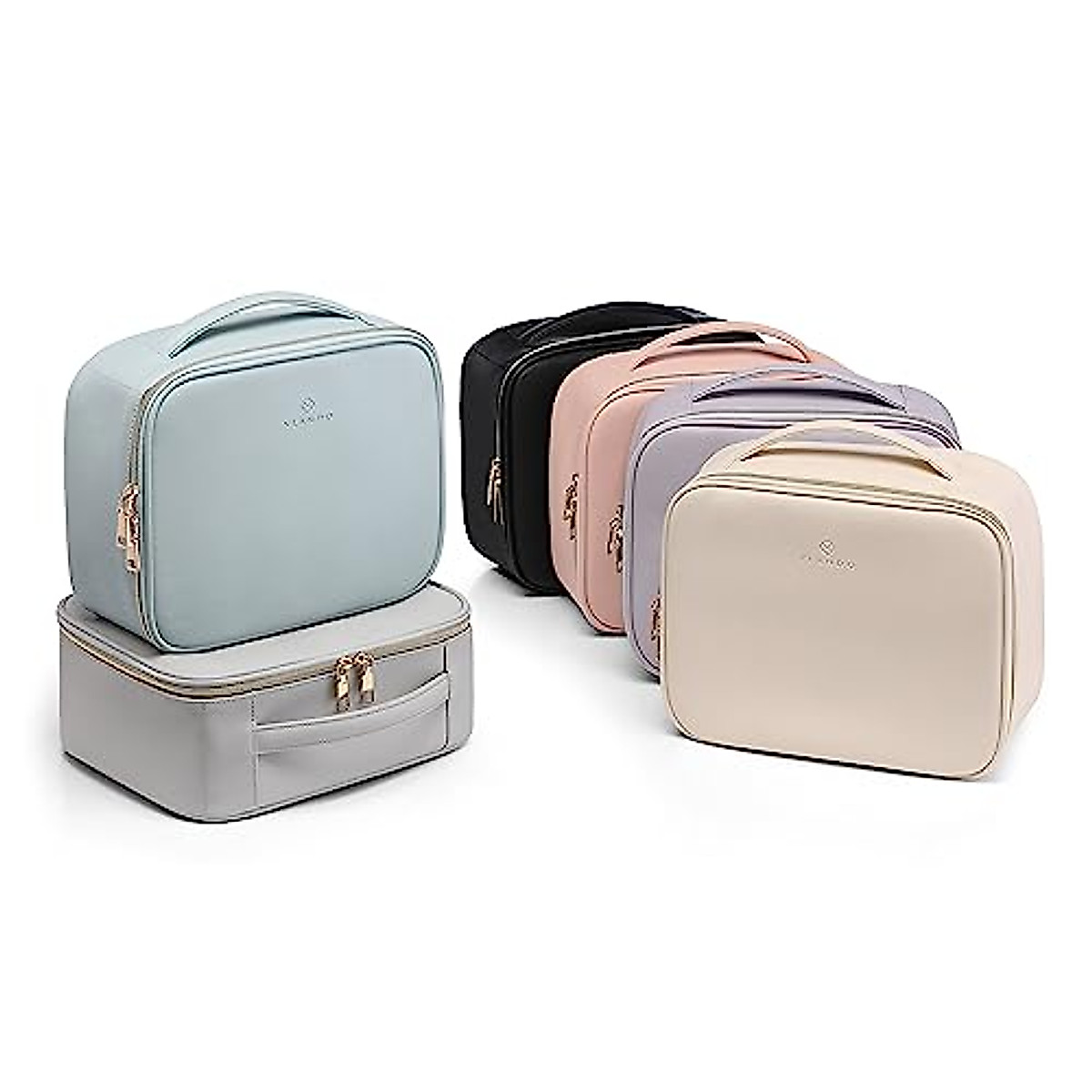 Vlando Toiletry Bag, Large Wash Bag, Travel Cosmetic Make-up Bag, Multi-compartment with Dividers for Cosmetics Makeup Brushes Toiletry Jewelry Accessories, Beige