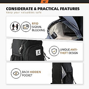 SKYSPER Sling Bag RFID Crossbody Sling Backpack Cross Body Shoulder Bag Travel Hiking Daypack for Women Men(Black)