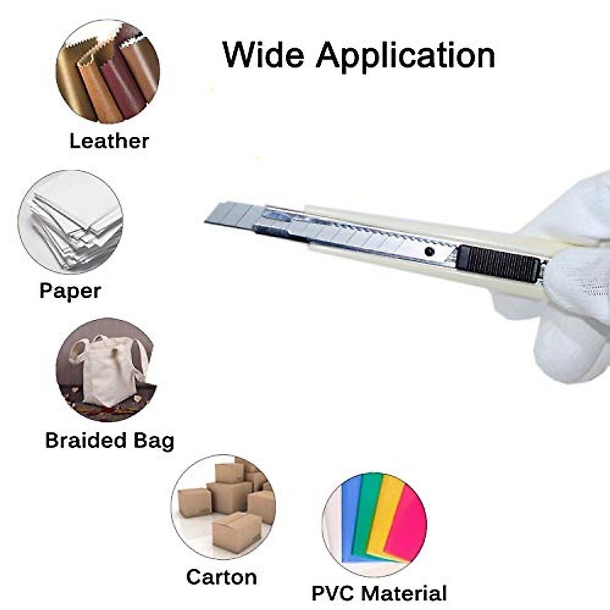 WEKOIL 30Pcs Snap Off Utility Knife Blades with 3 Pcs Delicate 9mm Auto Lock Art Knives Craft Cutters Box Paper Cutters Graphic Knife for Office Home Garage Warehouse,White