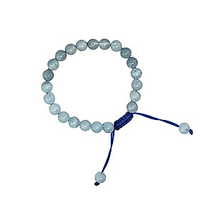 Aquamarine Bracelet for Women Men's Gifts - Protection Healing Crystal Bracelet - 8mm Gemstone Beaded Adjustable Bracelet