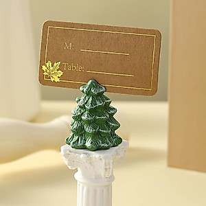 Christmas Tree Place Card Holders Name Card Holder for Table Settings, Green Table Number Holders Decorations Food Tent Lables Holder for Xmas Party, Winter Wedding, New Year Holiday, Set of 6