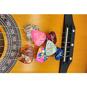 BigDeer 50 pack Celluloid Guitar Picks ，includes Thin,Medium, Heavy & Extra Heavy Picks Plectrums for Acoustic Guitar,Ukulele,Bass ，with 6 Guitar Selection Grips Silicone pad Wrapped in tin box