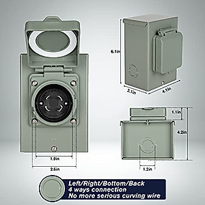 PAULINN 30A Generator Power Inlet Box NEMA 3R Generator Outlet Box for Outdoor Receptacle, 4 Prone, PB30, L14-30P, 125/250 Volt, 7500W 30 Amp Generator Transfer Switch, Weatherproof, ETL Listed