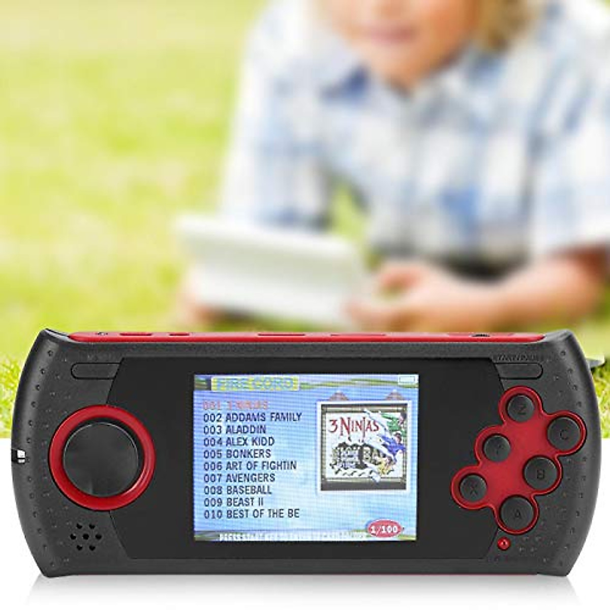Socobeta 100 in 1 Game Controller 1GB Memory Gamepad Handheld with 2.8 Inches Color Screen(red)
