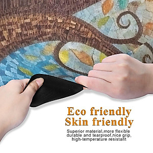 GOODOLD Mosaic Art Tree Yoga Mat, 71 x 26 Inch Non-slip Yoga Mats Folding Travel Exercise Mat Indoor Outdoor Gym Pilates with Storage Bag for Women Men