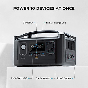 EF ECOFLOW Portable Power Station RIVER 288Wh with 110W Solar Panel, 3 x 600W(X-Boost 1800W) AC Outlets, Solar Generator for Outdoors Camping RV Hunting Emergency