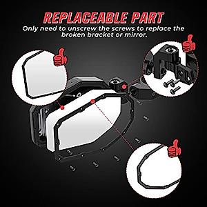 KEMIMOTO UTV Side Mirrors with Turn Signal & Spot Light for 1.6"-2" Roll Bar, Heavy Duty Aluminium Multi-Adjustment UTV Mirrors Compatible with Polaris RZR Kawasaki Mule Pioneer Talon Can Am X3 CFMOTO