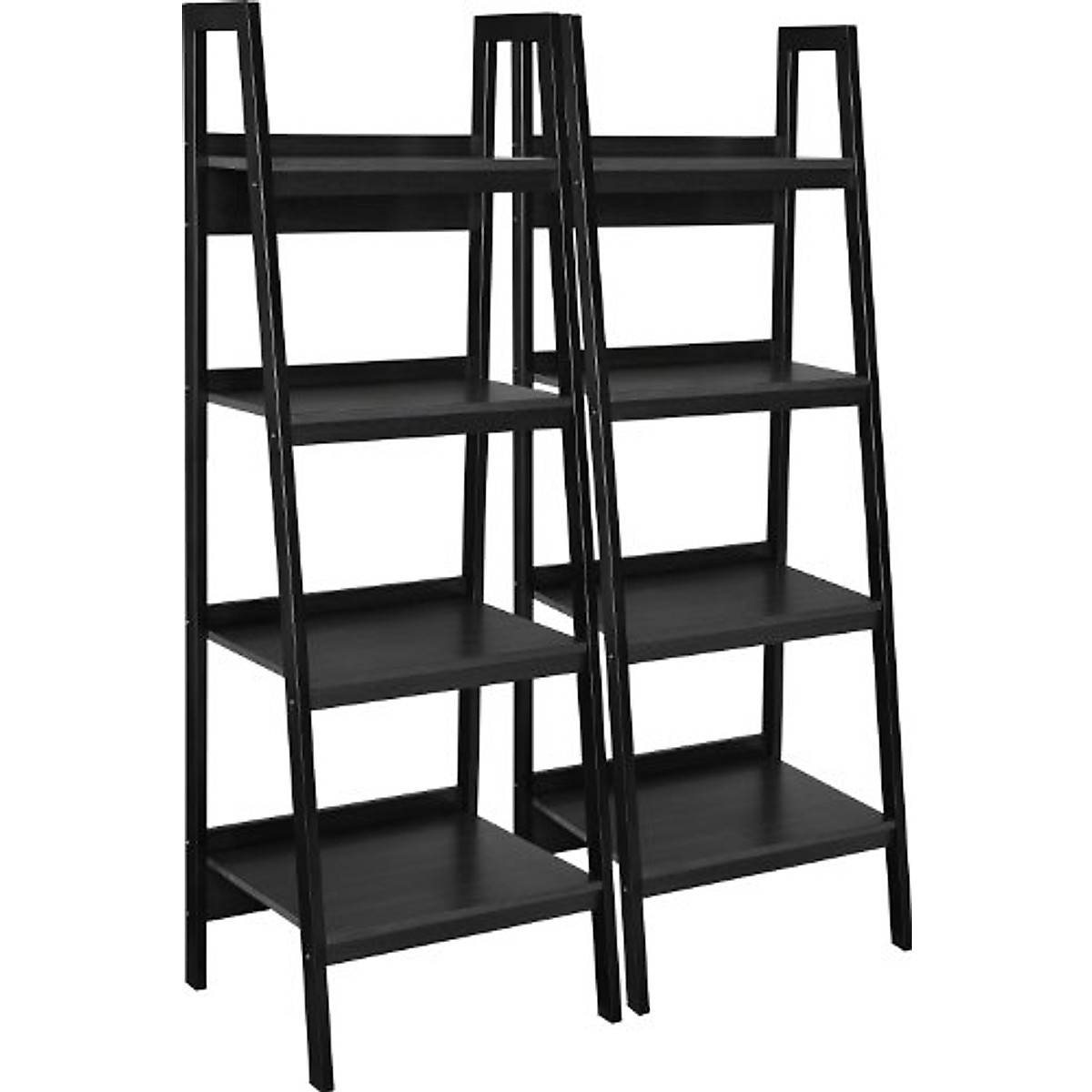 Ameriwood Home Lawrence 4 Shelf Ladder Bookcase Bundle, Black