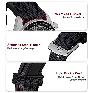 Stanchev Men's 20mm Soft Silicone Watch Band for Omega X Swatch MoonSwatch Speedmaster, Black