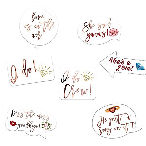 Aefavorite Bridal Shower Photo Booth Props - Rose Gold Bride to Be Photo Booth Props with Sticks for Girls Women,Wedding Engagement Party Decorations Supplies Favors