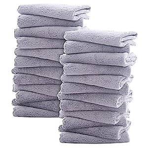 Sunny zzzZZ Ultra Soft 24 Pack Baby Washcloths - 10x10 Inches - Coral Fleece Extra Absorbent Wash Clothes for Babies, Infants and Toddlers - Sensitive Skin and Newborn - Ideal Baby