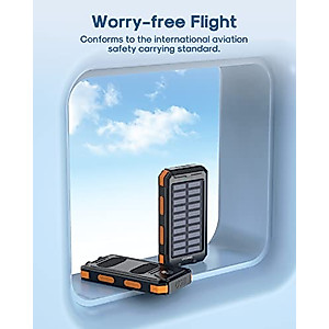 Solar Charger Power Bank Fast Charging - 30000mAh Portable Solar Phone Battery Panel Charger, QC3.0 Dual USB Port Battery Pack Charger Portable for All Cell Phones & Electronic Devices (Orange)