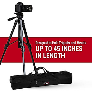 Vidpro TC-45 Tripod Carrying Case - Heavy Duty Nylon Bag with Shoulder Straps and Handles - Compact Case with Full Length Zippered Closure Plus External Pocket Fits Tripod with Head up to 45 Inches