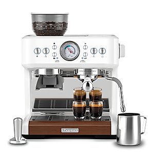 COUPLUX Espresso Machine with Grinder, Coffee and Espresso Maker Combo All in One Coffee Machine, 20 Bar Cafe Espresso Machine with Milk Frother for Latte Cappuccino, 2.8L Water Tank, 58MM Portafilter