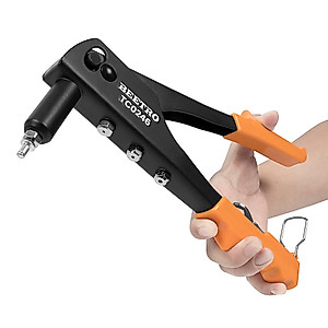 BEETRO Heavy Duty Hand Riveter, Rivet Gun, 3/32"-1/8"-5/32"-3/16", 4 Nosepieces Set Includes 100pcs Rivets, Durable and Suitable for Metal, Plastic and Leather