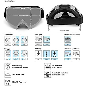 Motocross Motorcycle Goggles ATV Dirt Bike Off Road Racing MX Riding Goggle Anti-Scratch Dustproof Bendable UV400 Eyewear Padded Soft Thick Foam Glasses (Orange-Black Transparent)