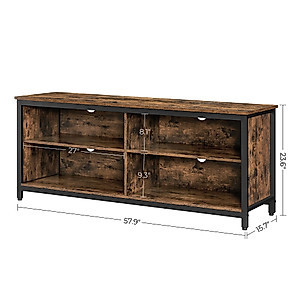 VASAGLE TV Stand for Televisions up to 65 Inch, Entertainment Center, with Adjustable Shelves for Living Room, Bedroom, 57.9 x 15.7 x 23.6 Inches, Rustic Brown + Black