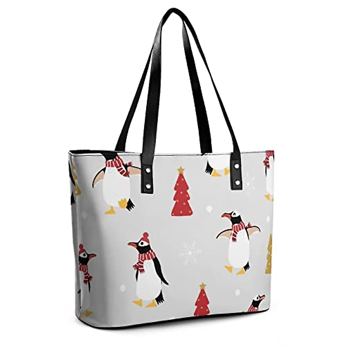 Womens Handbag Penguins Leather Tote Bag Top Handle Satchel Bags For Lady