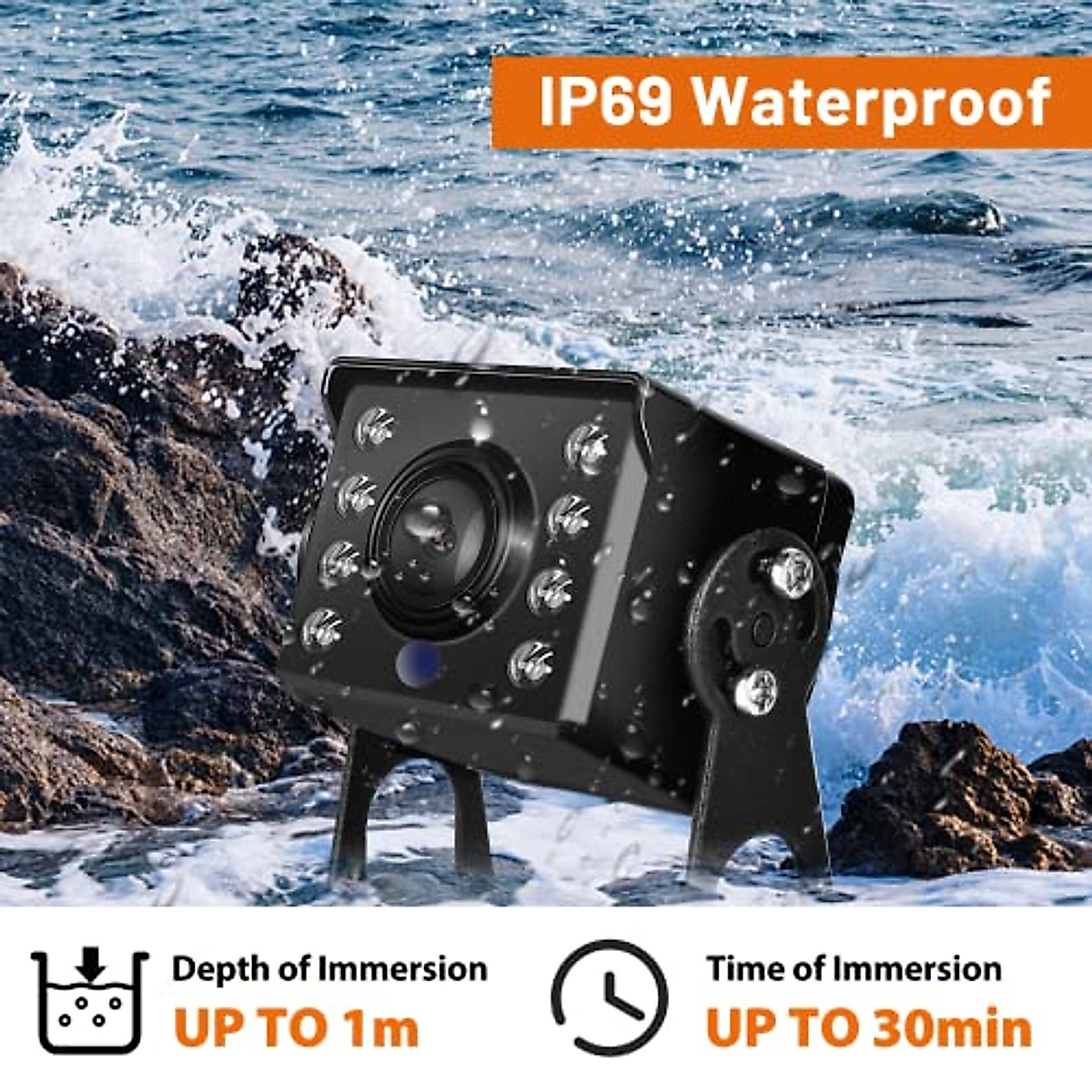 Bus Truck Vehicle Backup Cameras with 4 Pin Aviation Connector, 8 IR RV Reversing Camera Supports AHD & CVBS, IP69 Waterproof Cab Cam for Trailer Van Pickup RV Camper