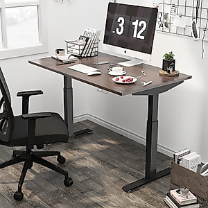 ALFA BUSINESS 55" x 28" Universal Table Top, Solid One Piece Wooden Desktop, Tabletop for Standard & Sit to Stand Desk Frame, Counter Top for Home or Office, Walnut