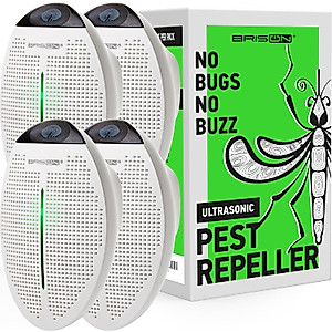BRISON Ultrasonic Pest Repeller Indoor Pest Repellent Plug in Device - Pest Control for Home Office Hotel Warehouse 4 PCS, White