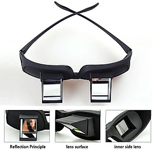 Flammi Lazy Glasses Prism Glasses Horizontal Spectacles Lie Down for Reading/Watching TV (Plastic, Black)