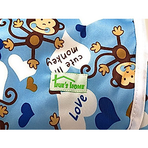 Designer Pattern Ultra-soft Large 29" x 29" Washable Baby Changing Pad (Blue Monkey)