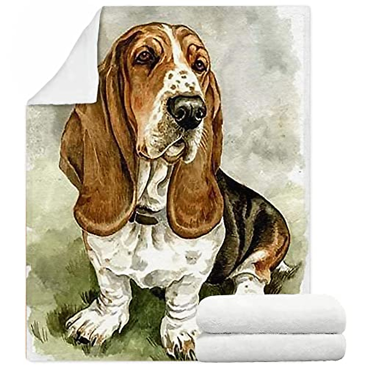 Basset Hound Dog Blanket Throw Blankets Soft Portable Blankets Twin, Travel Size for Men Women-Summer Spring Fall for Home Living Room, Bedroom, Couch, Patio Housewarming Gifts 60x50 in