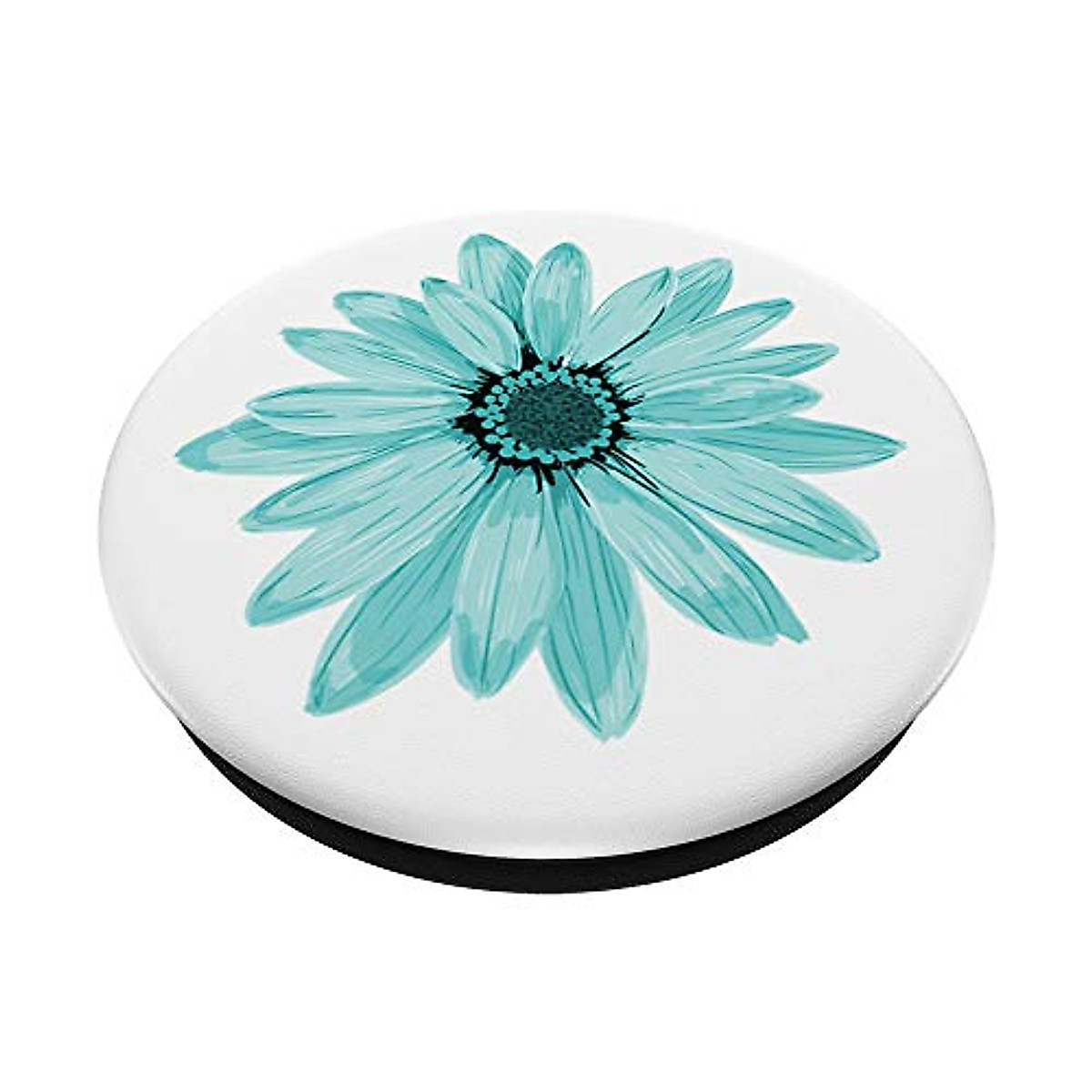 Floral Cell Phone Holder Pop Up Phone Grip White Teal Flower PopSockets Swappable PopGrip