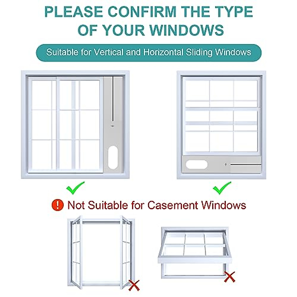 Portable Air Conditioner Window Vent Kit with Coupler, Adjustable Vertical or Horizontal Window Sliding Seal Plates for AC Unit, Suitable for 5.9 inches Exhaust Hose