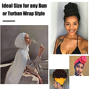 6 Pieces Head Wraps Scarf Long Turban Stretch Jersey Ultra Soft Urban Knit Hair Scarfs Solid Color African Headbands Tie Breathable Headwrap Fashion Shawls for Women