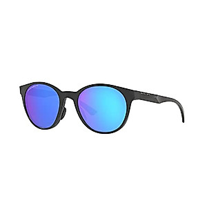 Oakley Women's Oo9474 Spindrift Round Sunglasses, Matte Carbon/Prizm Sapphire Polarized, 52 mm