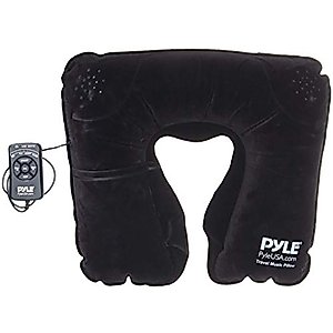 Pyle Portable and Comfortable Travel Music Pillow - Neck Support w/ Rechargeable Battery Dual Speaker Bluetooth Connectivity and Remote Control for Wireless Streaming at Home Office Traveling - PITS18