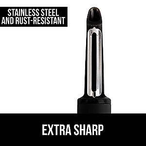 Gorilla Grip Swivel Vegetable Peeler and Pizza Cutter Wheel, Peeler is Dishwasher Safe,Pizza Cutter is Rust Resistant, Both in Black Color, 2 Item Bundle