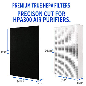 HPA300 Compatible HEPA Filter Set | 3 HEPA Filters & 1 Pre-Cut Activated Carbon Pre Filters