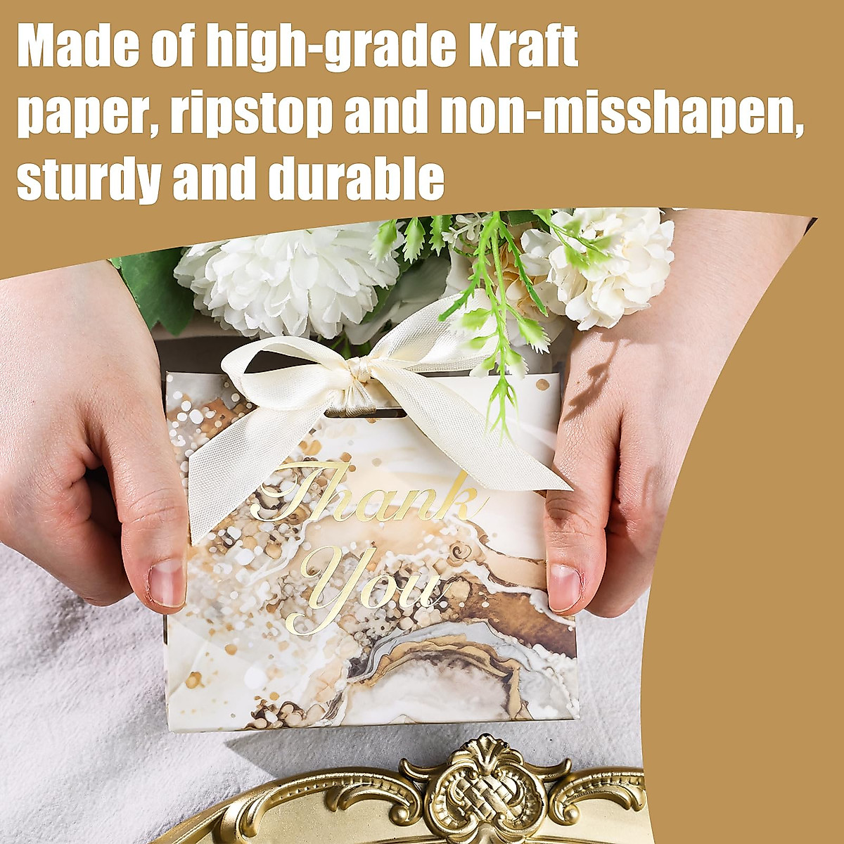 VGOODALL 24PCS Thank You Gift Bags, Party Favor Bags Candy Bags Treat Boxes Paper Gift Bags with Bow Ribbon for Wedding Bridal Baby Shower Birthday Party