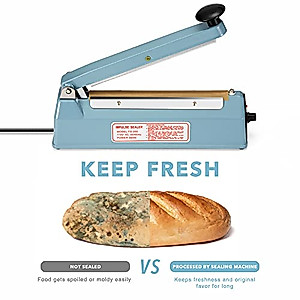 METRONIC Impulse Sealer 8 inch, Manual Heat Sealer Machine for Plastic Bags, Shrink Wrap Bag Sealers Heavy Duty Sealing Machine With Repair Kit (Blue)