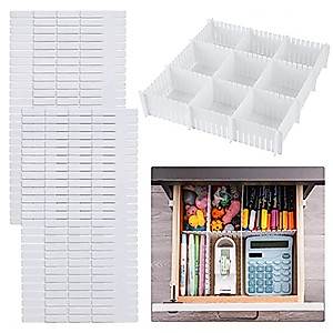 NiHome 8PCS Adjustable Drawer Divider Set, 12.6"x2.75" Flexible Plastic Drawer Organizer Grid for Socks, Underwear, Makeup, Stationary Storage, Home Kitchen Bedroom Dresser Office Desk (White)