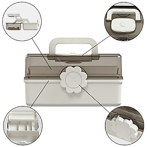 Covetree 3-Layer Plastic Dividing Storage Box，Multifunctional Plastic Tool Box with Handle for Sewing, for Sewing, Makeup, Medicine, Nail, Hair Accessories for Kids