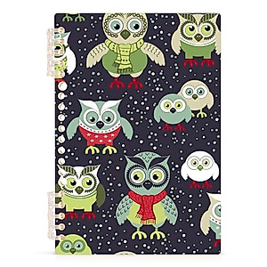 SPRIPORT Christmas Night Owls Spiral Journal Notebook for Women Men A5 Memo Notepad Sketchbook with Durable Hardcover & 60 Pages Diary Spiral Book for Journaling Boys Grils Study Notes Work School