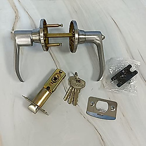 sAnAnA Metal Locks for Doors, with Removable Latch Plate, All Metal Roma Series Front Door Handle, Keyed Different, Satin Nickel