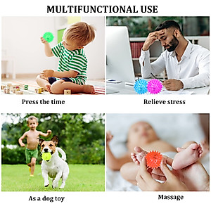 Haerbao 24 Pieces Light Up Bouncy Ball Light up Spike Rubber Ball Sensory Toy Flashing Spiky Sensory Stress Balls for Party Favors Student Gifts School Rewards(Cordless)