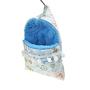 MuYaoPet Ferret Sugar Gliders Hammock Bed Pouch Swing Winter Warm Small Animal Hanging Bed Hideout Hut Sack for Gerbil Rat Guinea Pig Squirrel Small Animal Cage Accessories (Blue)