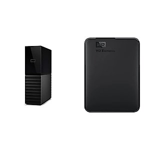 WD 18TB My Book Desktop External Hard Drive, USB 3.0, External HDD- WDBBGB0180HBK-NESN & 5TB Elements Portable External Hard Drive HDD, USB 3.0, WDBU6Y0050BBK-WESN