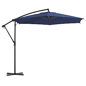Gardesol 10FT Umbrella Outdoor Patio, Cantilever Umbrella With Sturdy Ribs, Fade Resistant, UV Protection, Outdoor Offset Umbrella for Deck, Poolside, Porch, Backyard, Navy Blue