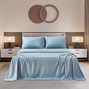 Bedlifes Full Size Sheet Sets- Ultra Soft Sheets-Luxury-Breathable-16 Deep Pocket- 1800 Thread Count Percale Egyptian Microfiber Bed Sheets Wrinkle, Fade and Stain Resistant Baby Blue 4 Pieces