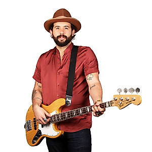 Slinger Straps Comfort Stretch Black Elastic Guitar Strap For Acoustic, Electric And Bass Guitar