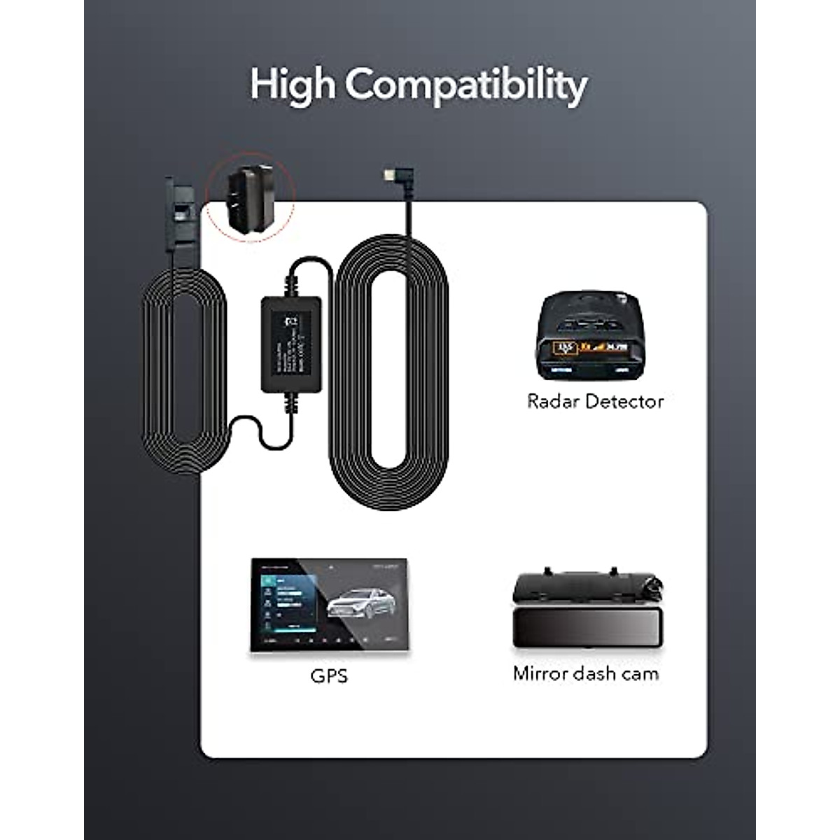 REDTIGER OBD Hardwire Kit Power Cable 10FT 12V-24V to 5V for Mirror Dash cams of The T27 and T700, Low Voltage Protection